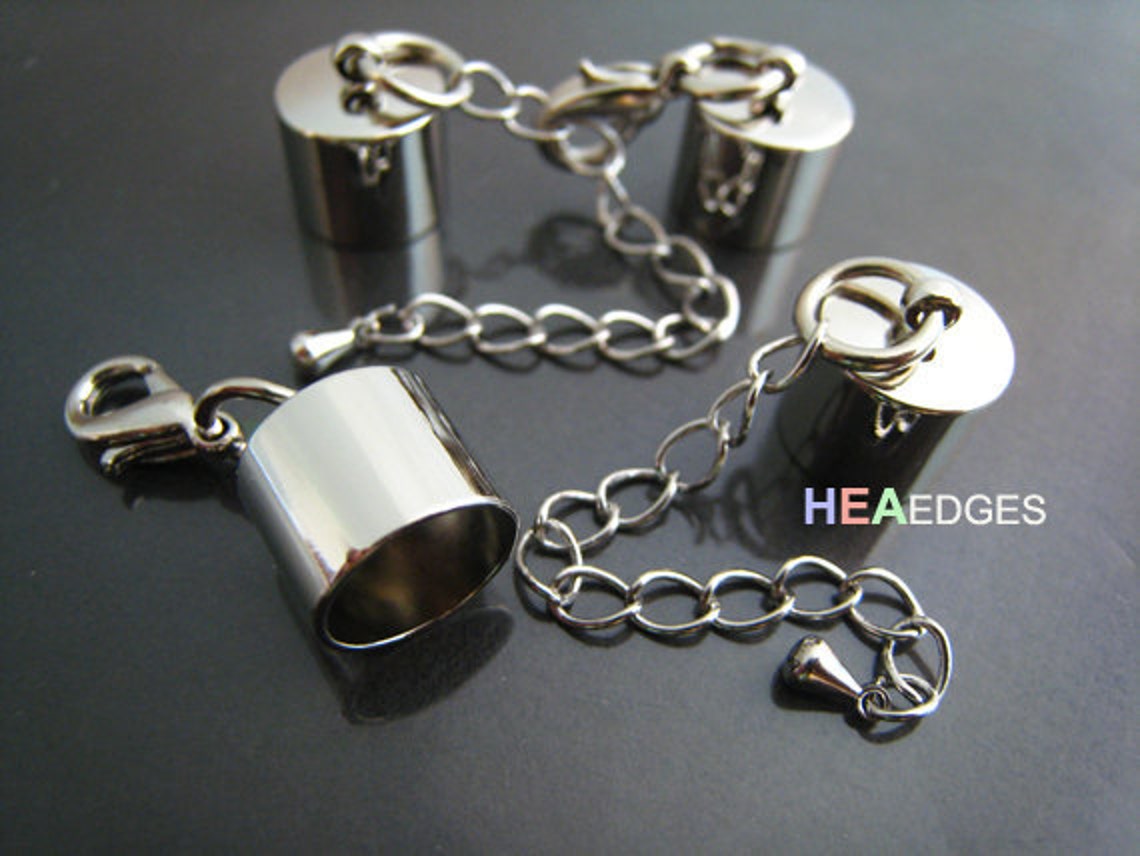 2 Sets Silver End Cap 10mm Finding Silver Round Tone Leather - Etsy