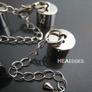 2 Sets Silver End Cap 10mm - Finding Silver Round Tone Leather Cord ...