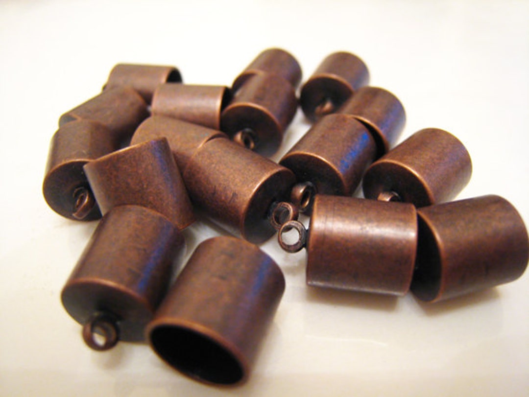 Finding - 6 Pcs Red Copper Leather Cord End Cap With Loop for Round ...