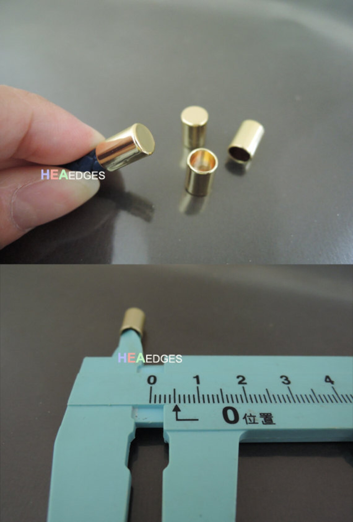 Gold End Cap Without Loop and Hole 5mm - 6pcs Finding Gold Flat Head ...