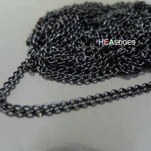 Black Chain - 1 Yard Finding Black Little Curb Chain of Unfinished Link ...