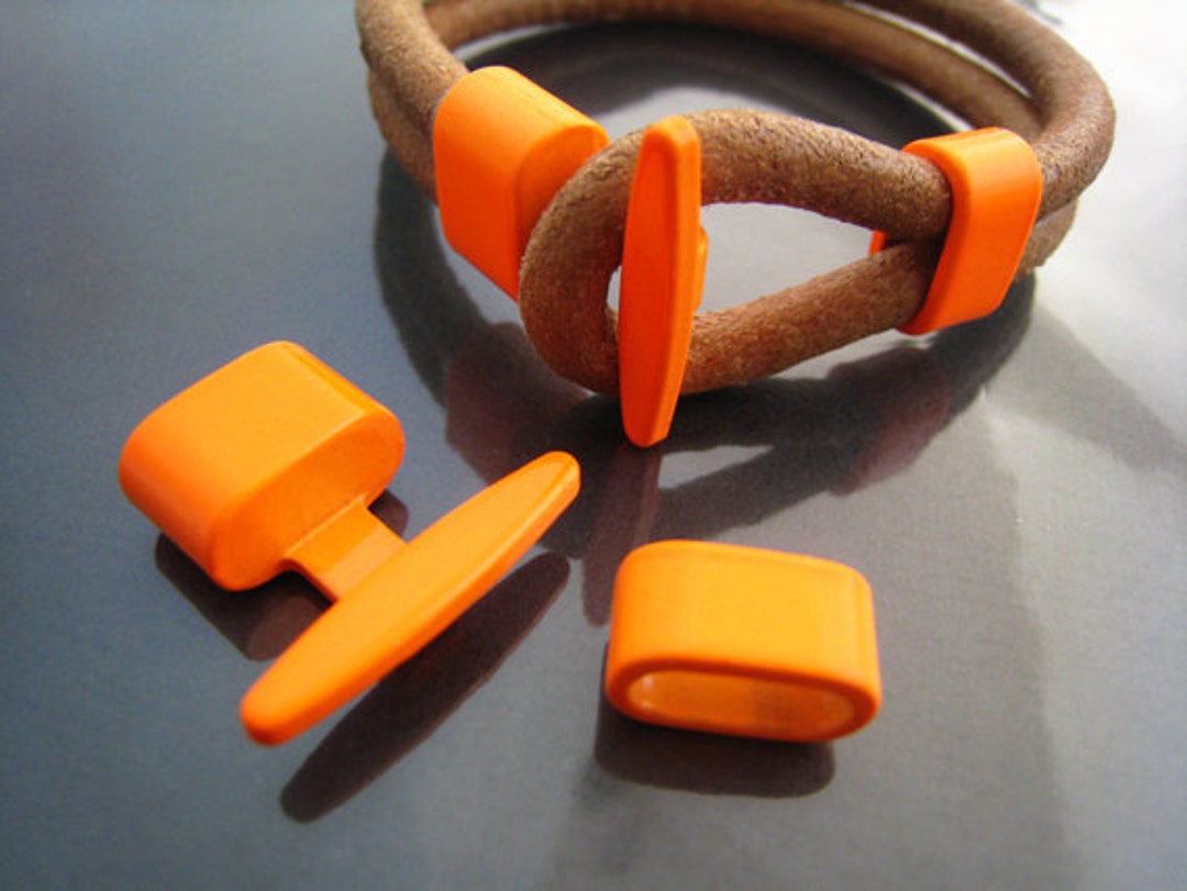 Finding - 1 Set Neon Orange Metal T-bar Hook Loop Clasp Buckle Toggle ...