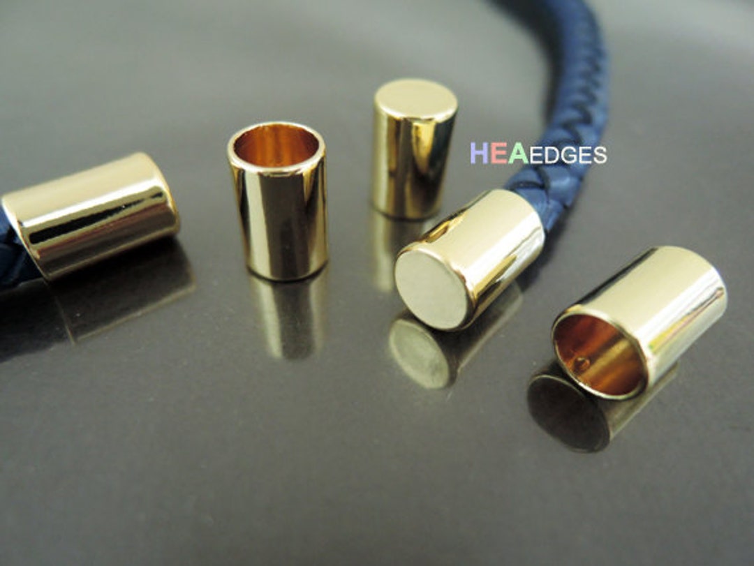 Gold End Cap Without Loop and Hole 5mm - 6pcs Finding Gold Flat Head ...