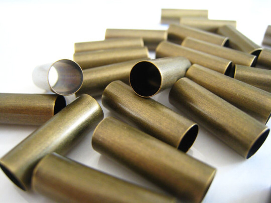 Metal Tube Beads - 10pcs Finding Antique Brass Straight Round Cylinder ...