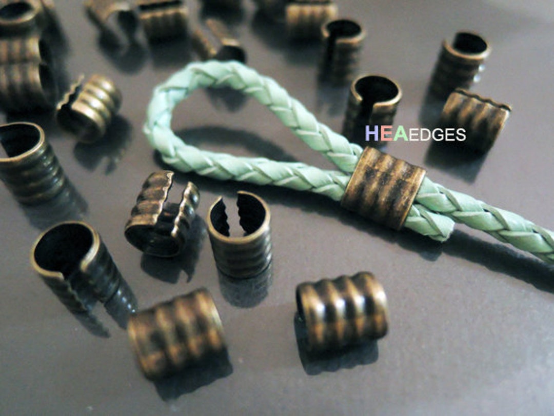 Crimp Ends - 6pcs Finding Antique Brass Smallest Adjustable Crimp Beads ...