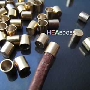 20 Pcs Gold End Cap 3mm - Finding Gold Round End Caps ( Without Loop ...