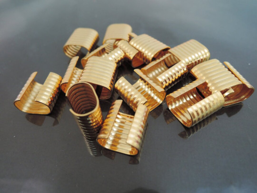 Gold Clamp Crimp - 6pcs Finding Gold Plated Adjustable Crimp Round Tone ...