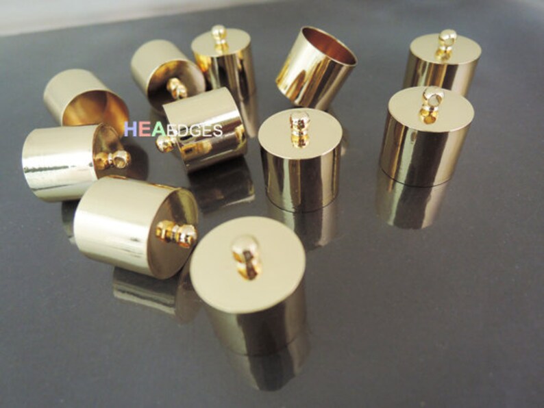 4pcs Gold End Caps 13mm - Findings Gold Plated Very Large Leather Cord ...