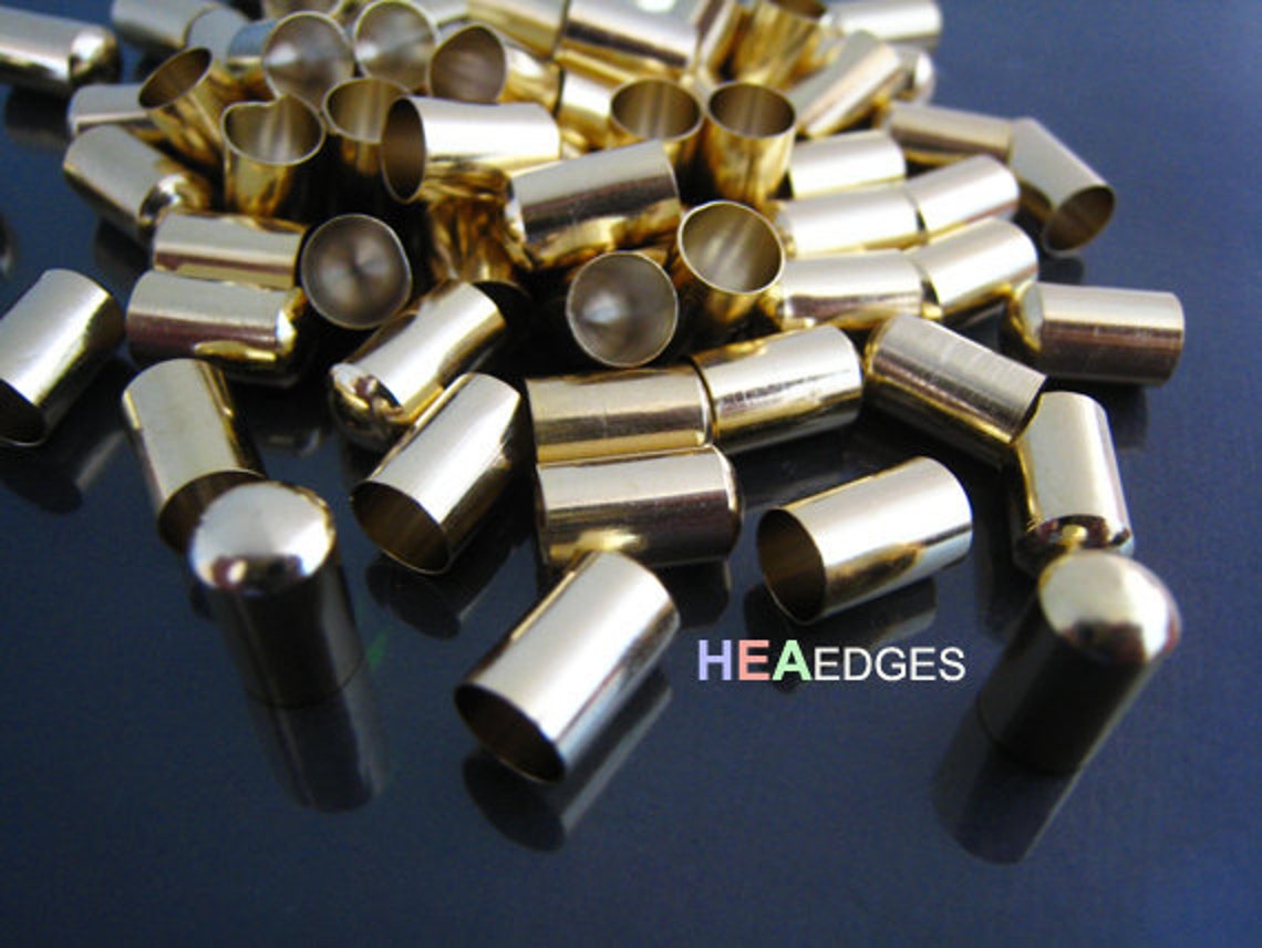 20pcs Gold End Caps 5mm Findings Gold Plated Round Head Tone - Etsy