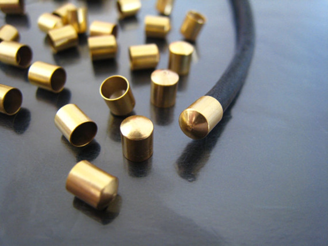 Finding - 10 Pcs Gold Flat Head Round Tone Cord End Cap ( Without Loop ...