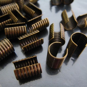 Finding - 6 Pcs Antique Brass Plated Small Adjustable Crimp Round Tone ...