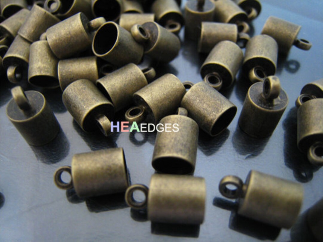 Finding - 10 Pcs Antique Brass Leather Cord Ends Cap With Loop for ...
