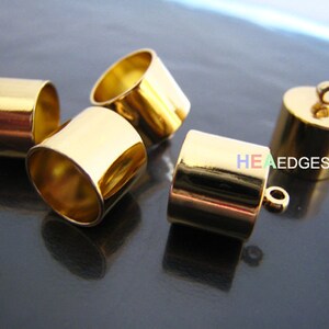 Finding - 20 Pcs Gold Leather Cord Ends Cap With Loop for Round ...