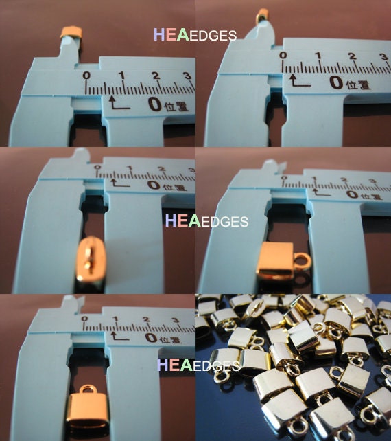 6pcs Gold End Caps - Findings Small Flat Leather Cord Ends Cap With ...