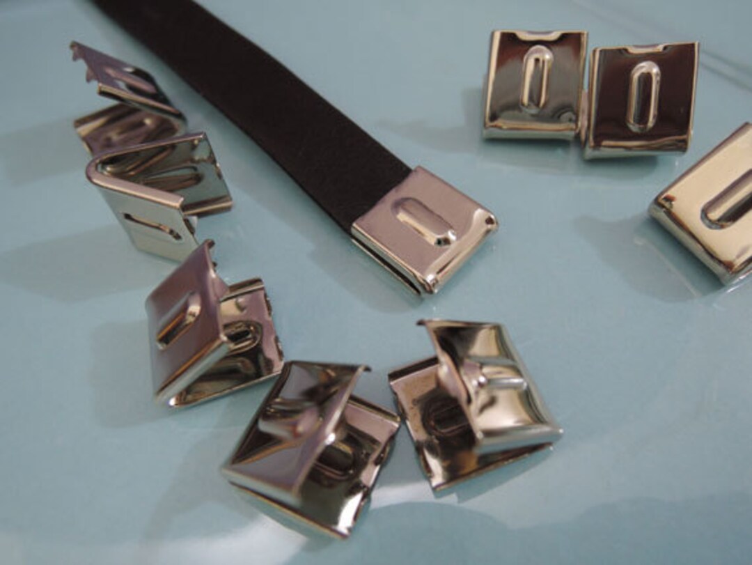 6 Pcs Silver or Antique Brass Fold Over Edge End Cap Flat - Etsy