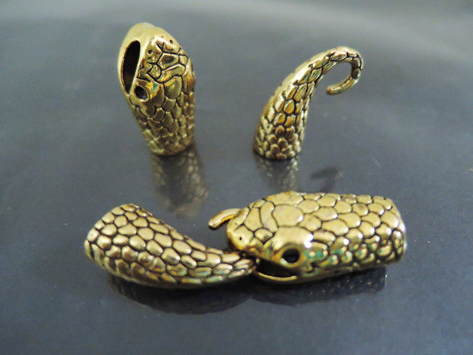 Finding 20 Set Gold Snake Head Shaped Leather Cord Ends Cap - Etsy