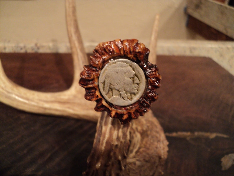 Buffalo Nickel Carved Antler Burr Wild Rag Scarf Slide - Etsy
