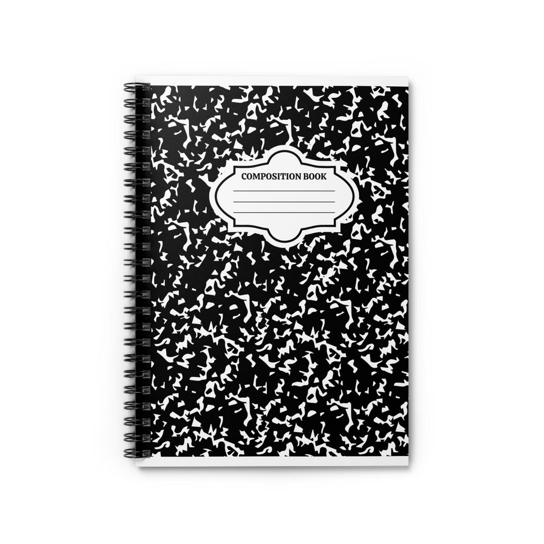 Marbled Composition Cover Spiral Notebook | Black Edition - Ruled ...