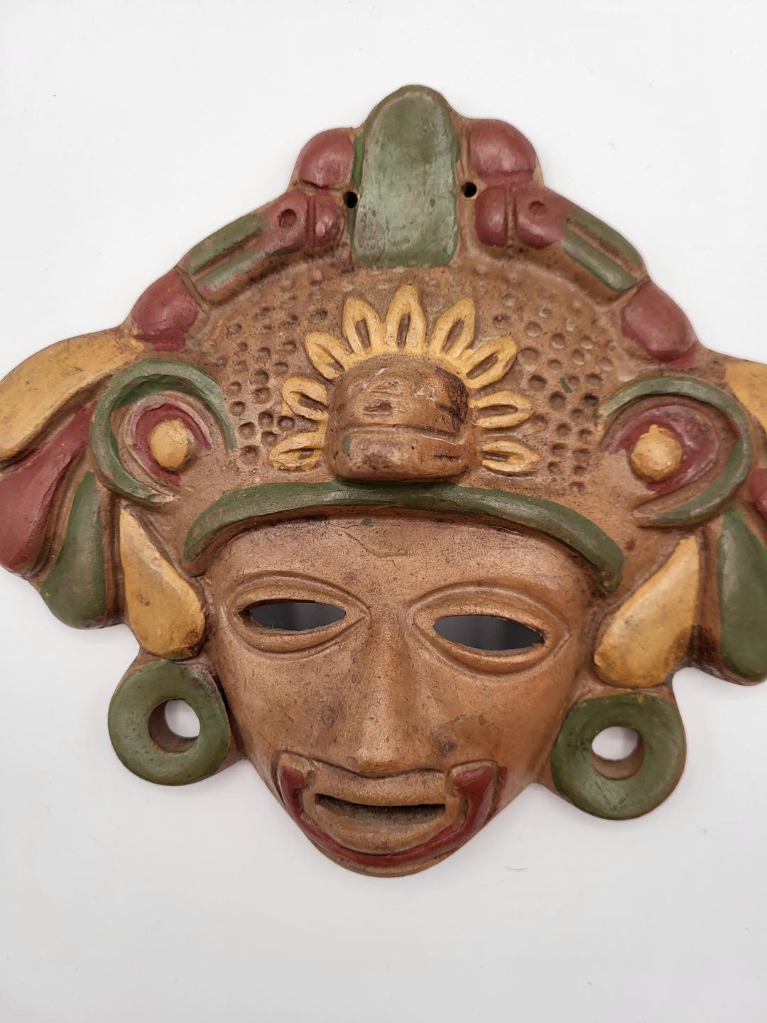 Aztec Mayan Warrior Clay Terra Cotta Wall Mask - Etsy