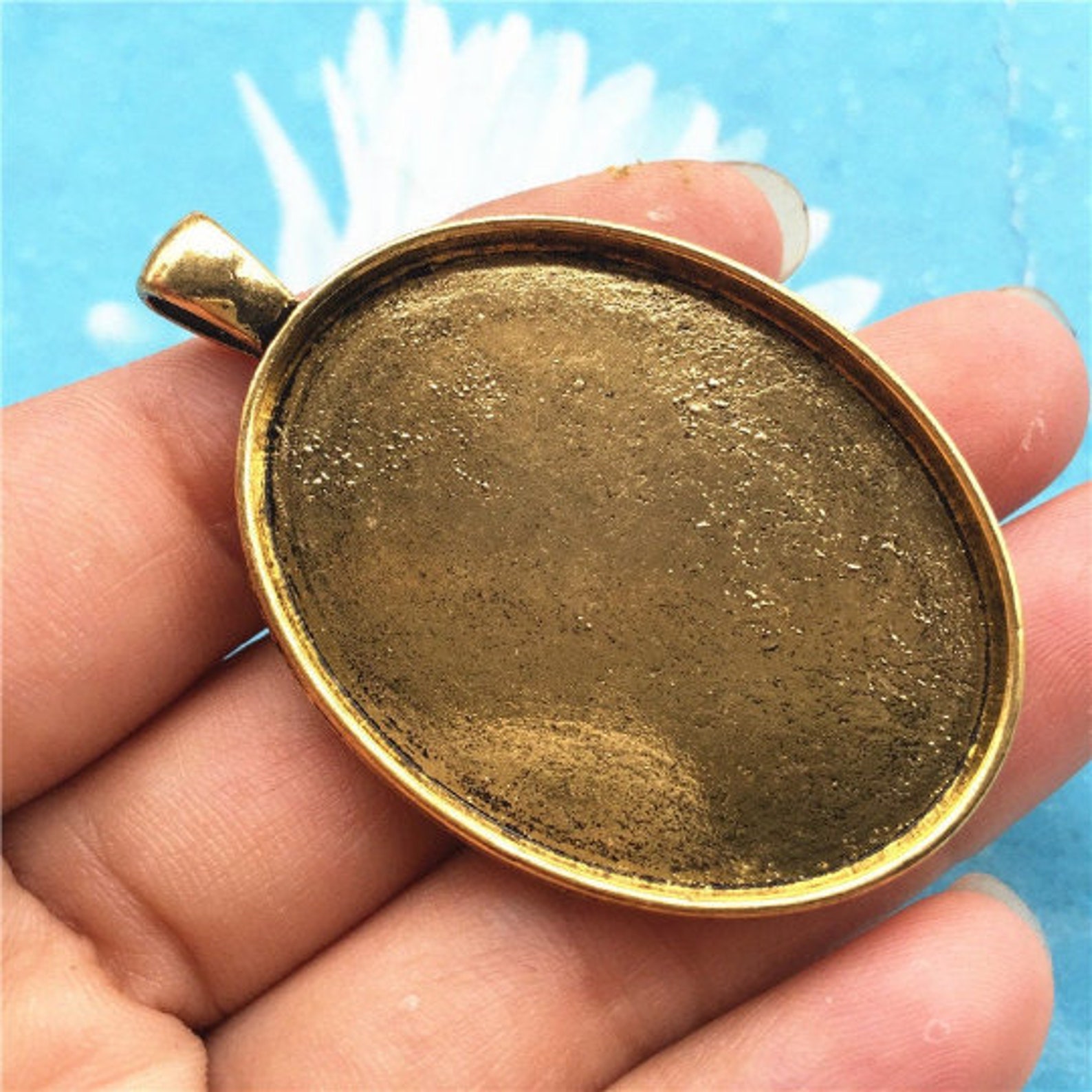 Large 10pcs Antiqued Gold Cabochon/cameo Oval Pendants Blanks(fit ...