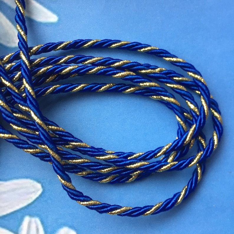 High Quality 10 Yards 3mm Royal Blue Braided Gold Twist Cords/rope ...