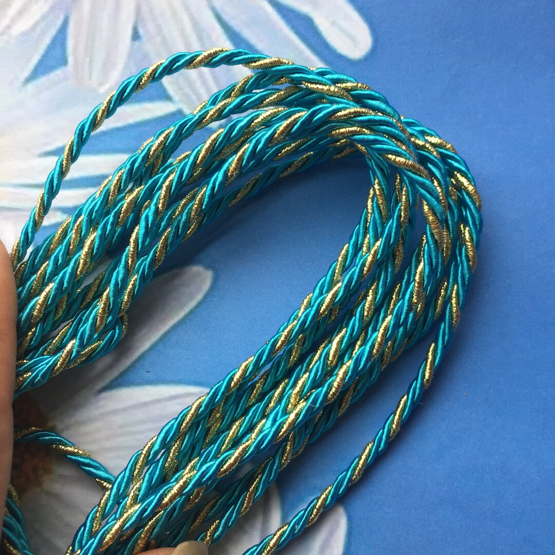 High Quality 10 Yards 3mm Blue Braided Gold Twist Cords/rope Cords - Etsy