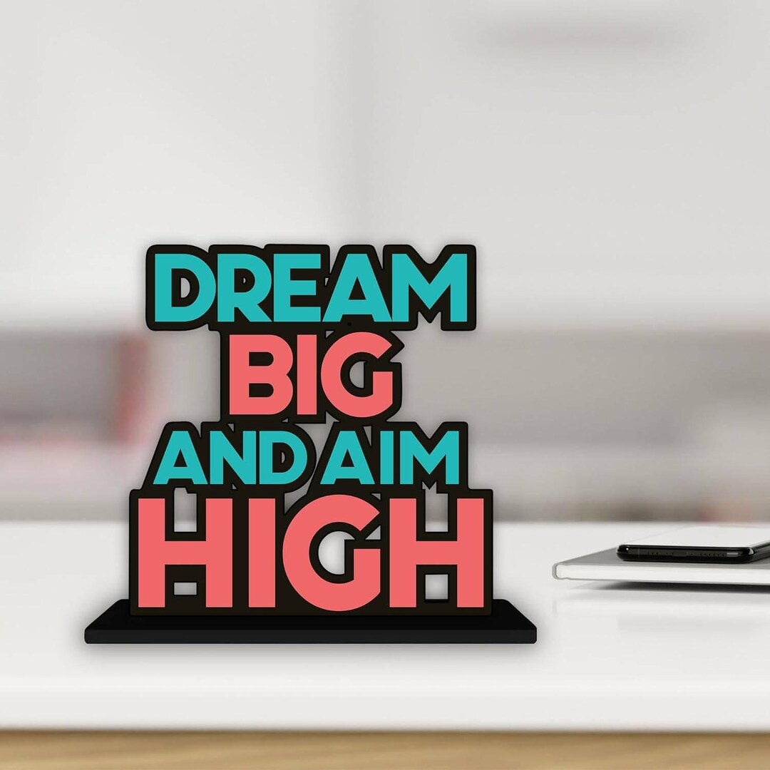 Dream Big Aim High Wooden Desk Decor | Inspirational Office Showpiece ...
