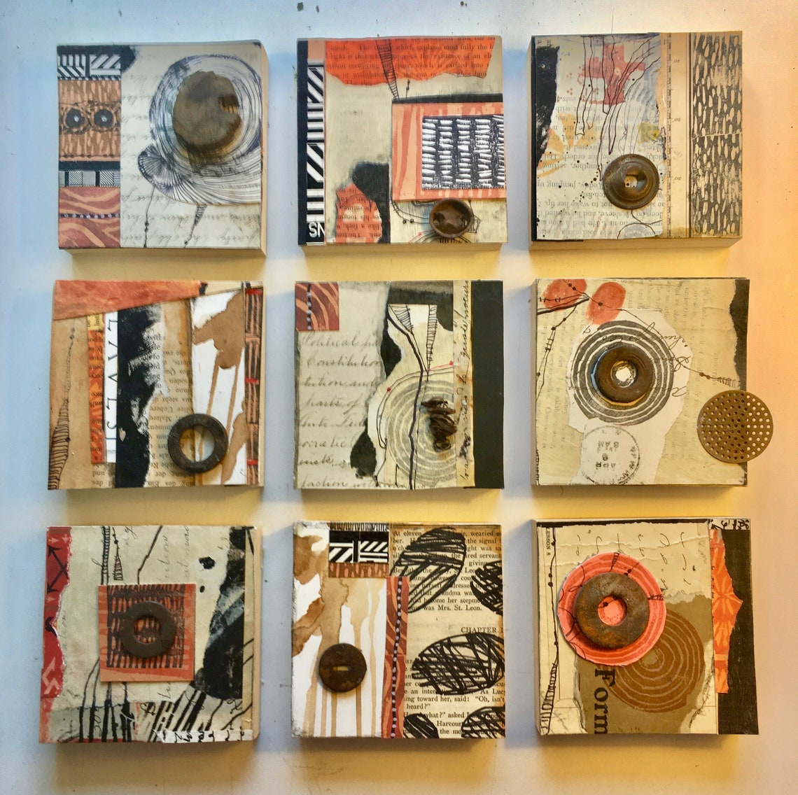 Nine Piece Collage Grid, Mixed Media - Etsy