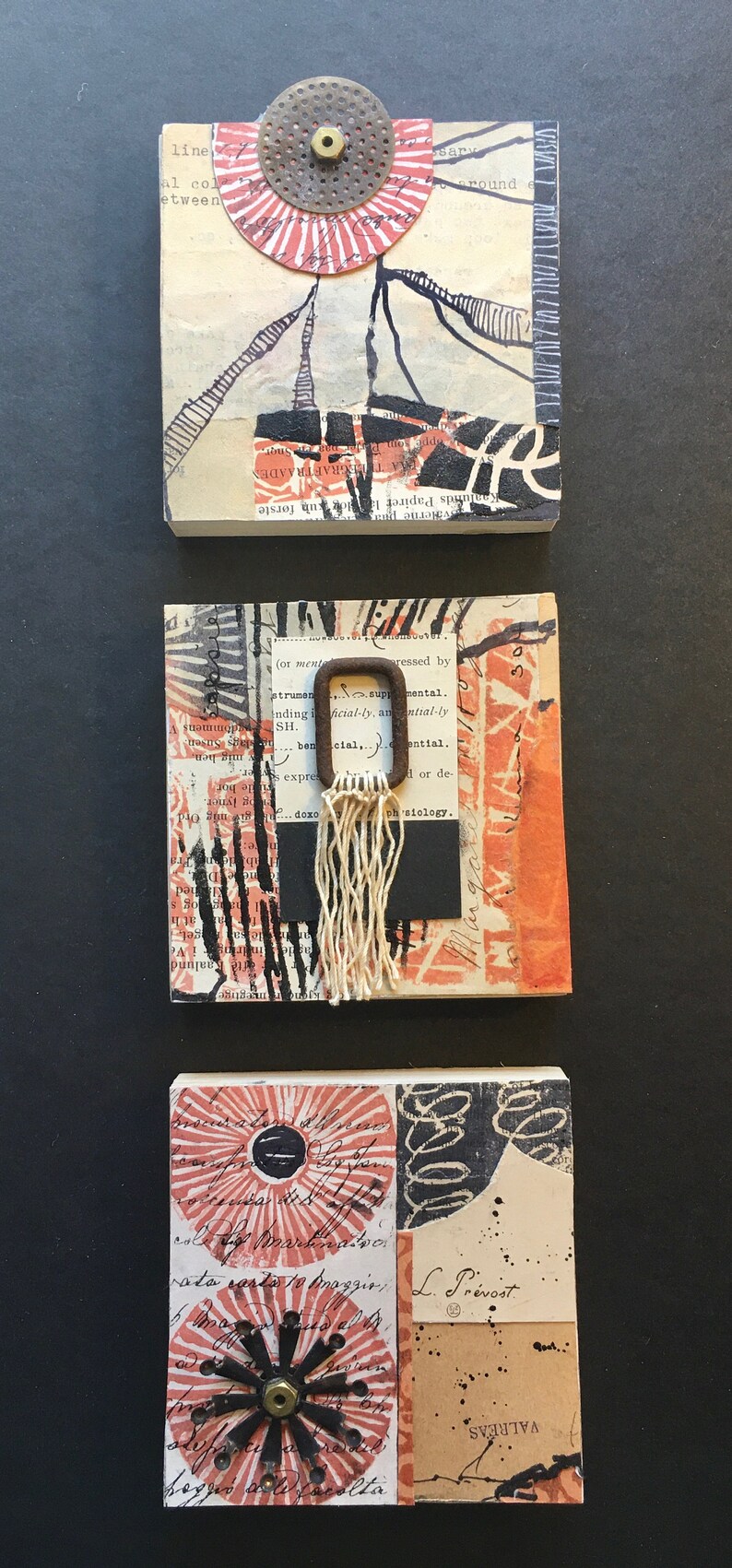 Mixed Media Triptych Wall Art Collages With Rusted Metal - Etsy