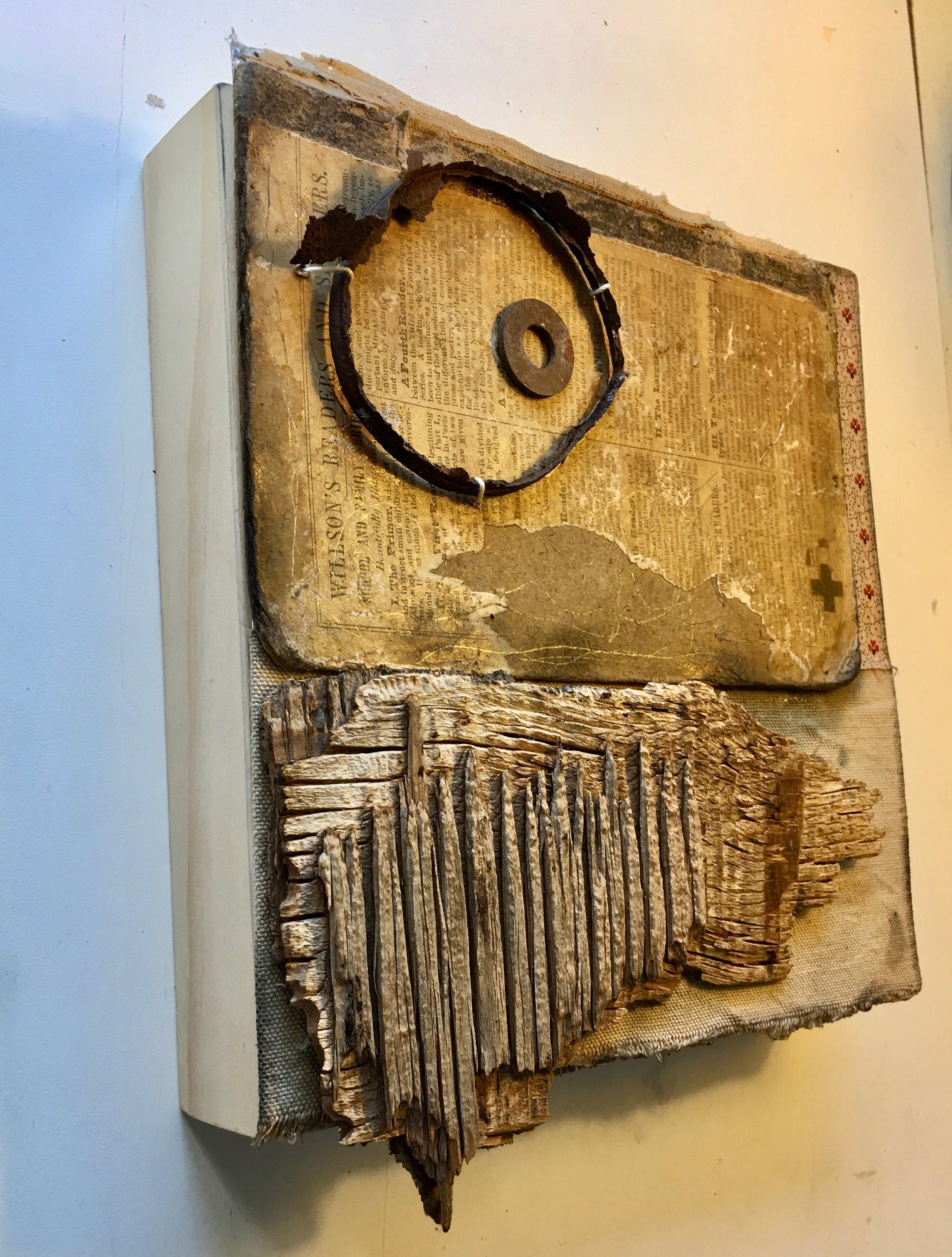 Relaxed Rustic Collage With Rust, Wood and Antique Book Cover - Etsy