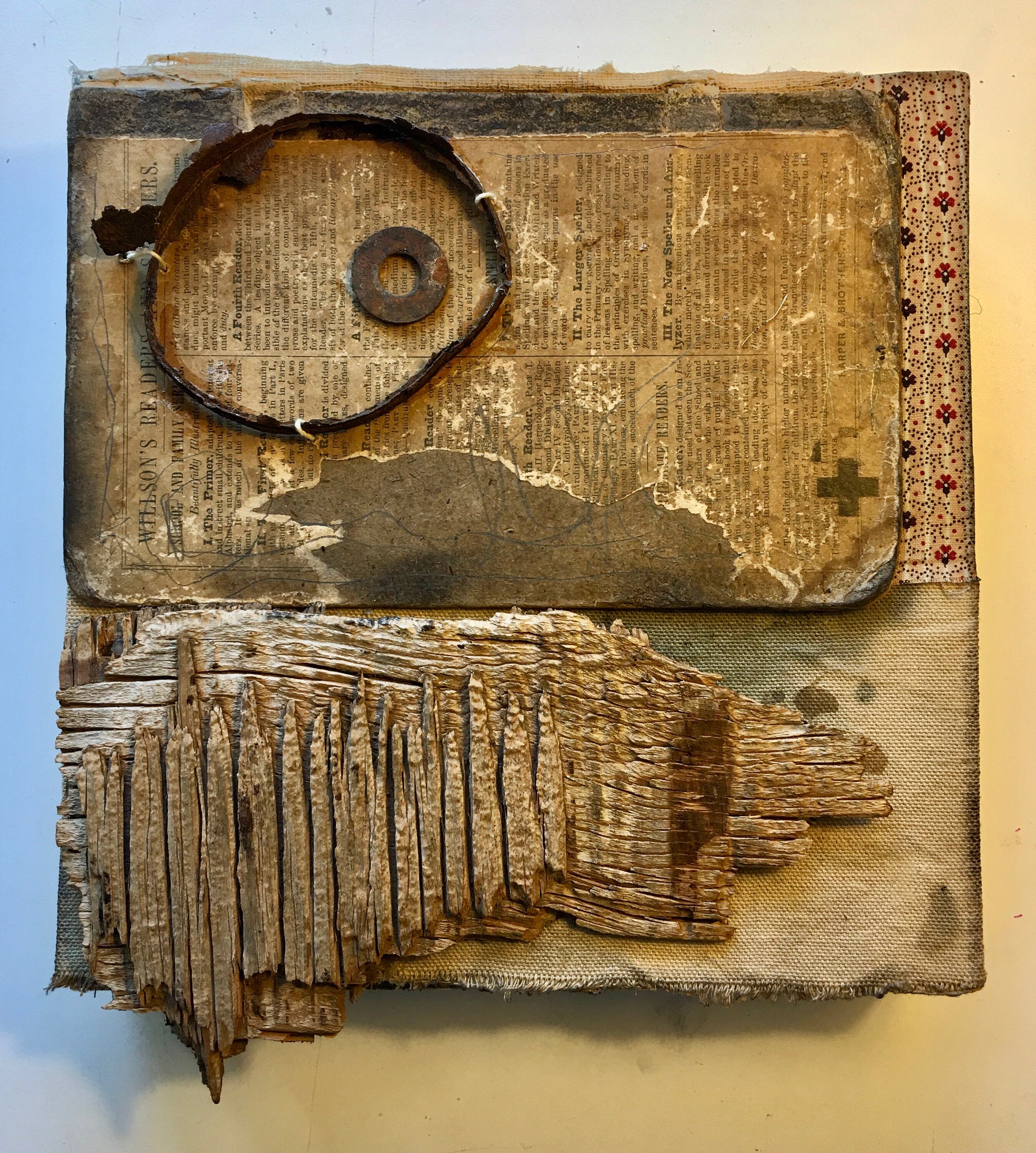 Relaxed Rustic Collage With Rust, Wood and Antique Book Cover - Etsy