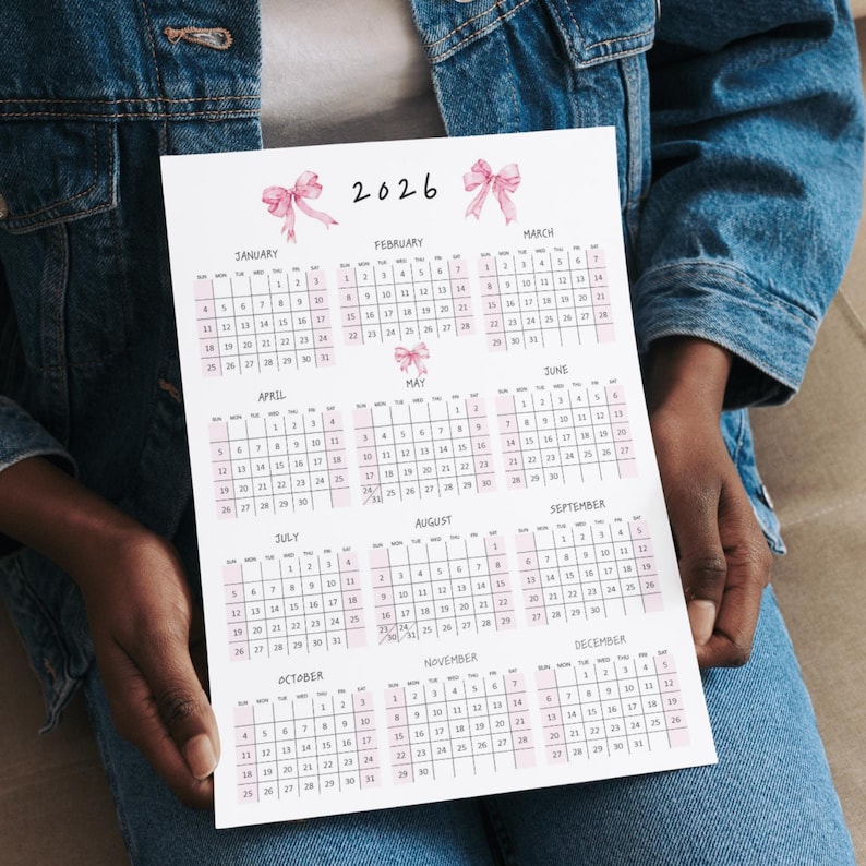 2026 Pink Ribbon Calendar, A3 A4 Letter Size (PDF Download) - Etsy