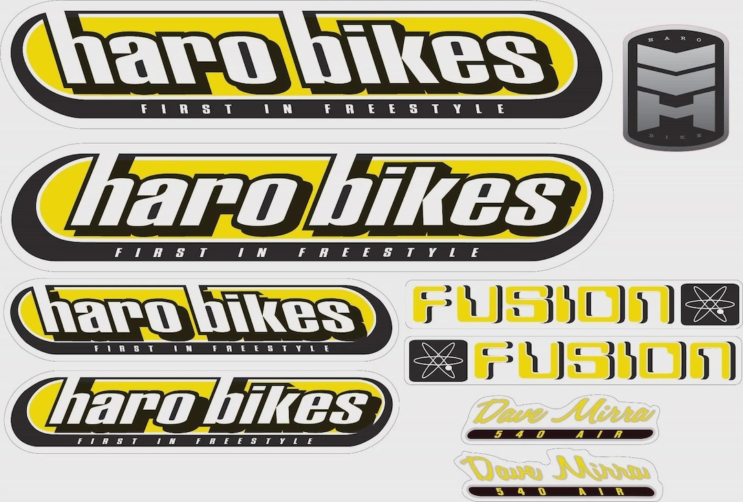 Haro Bikes Style BMX Frame Decal Set – Retro Yellow & Black, Black or ...