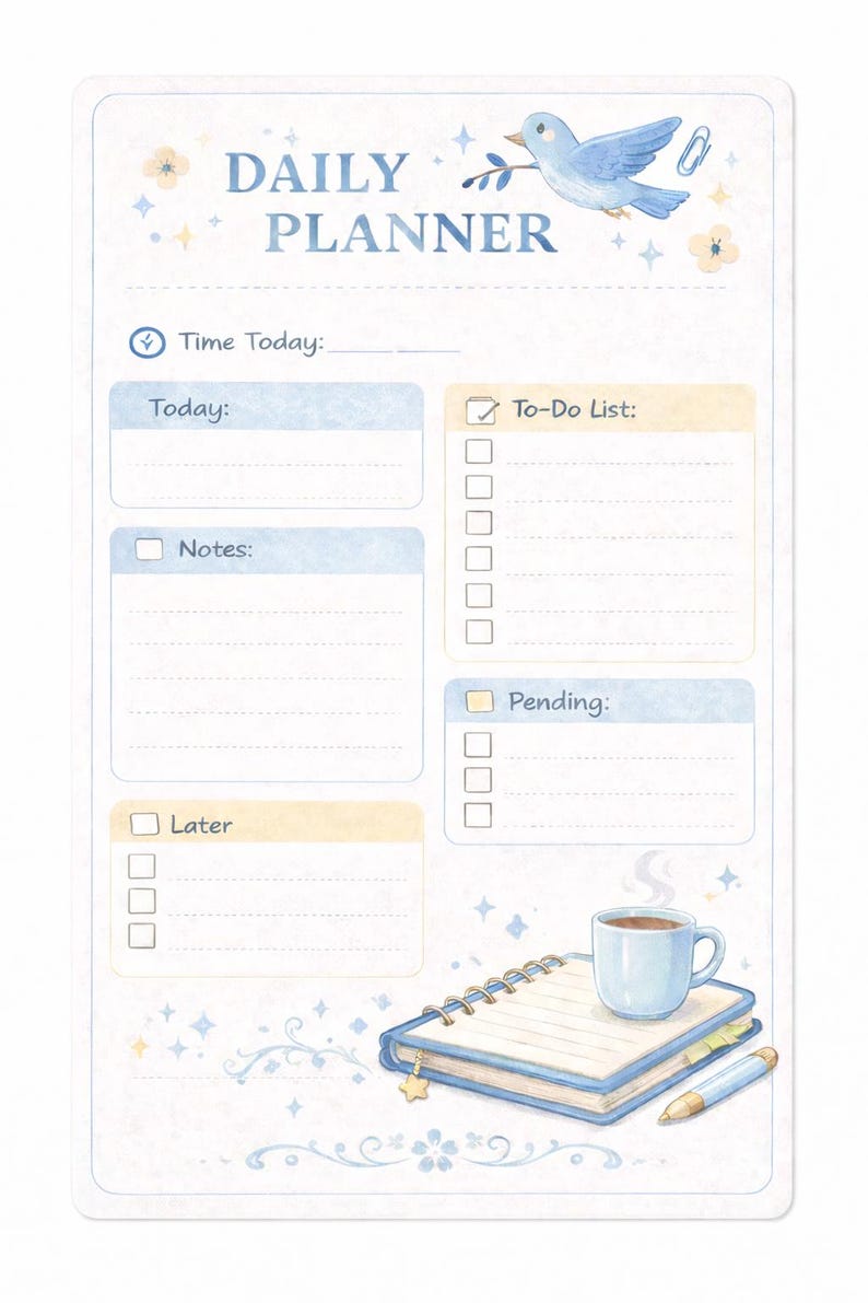 Daily Planner Printable PDF | Cute Pastel to Do List | Minimal ...