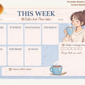 Coffee Weekly Planner – Printable Desk Pad (PDF Download) - Etsy