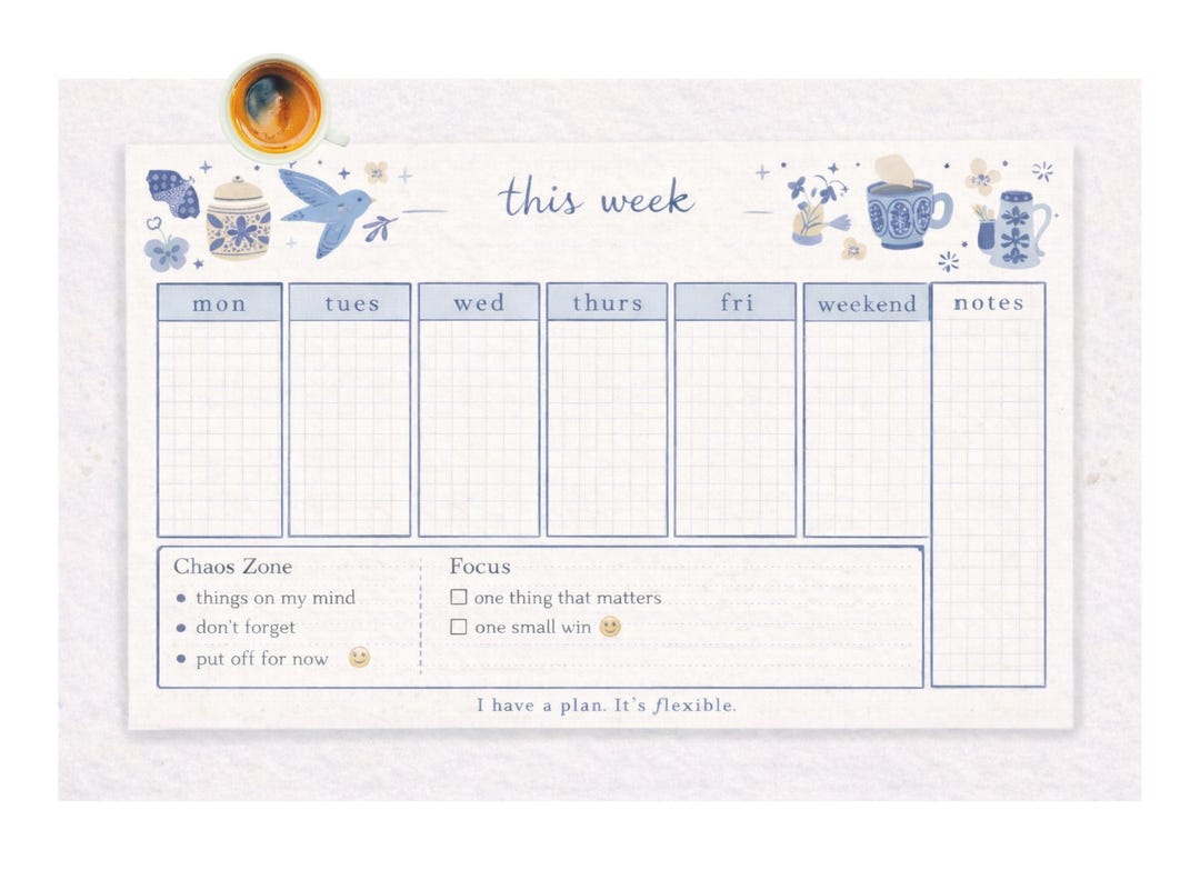Weekly Planner Printable | Cozy Blue Minimal Planner | Undated Weekly ...