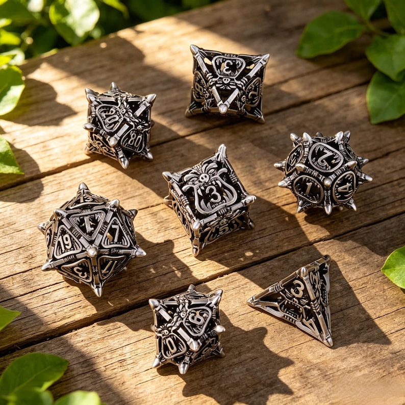 Hollow Metal Dice Set, Polyhedral RPG Dice, DND Tabletop Game Gift - Etsy
