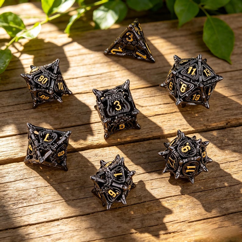Hollow Metal Dice Set, Polyhedral RPG Dice, DND Tabletop Game Gift - Etsy