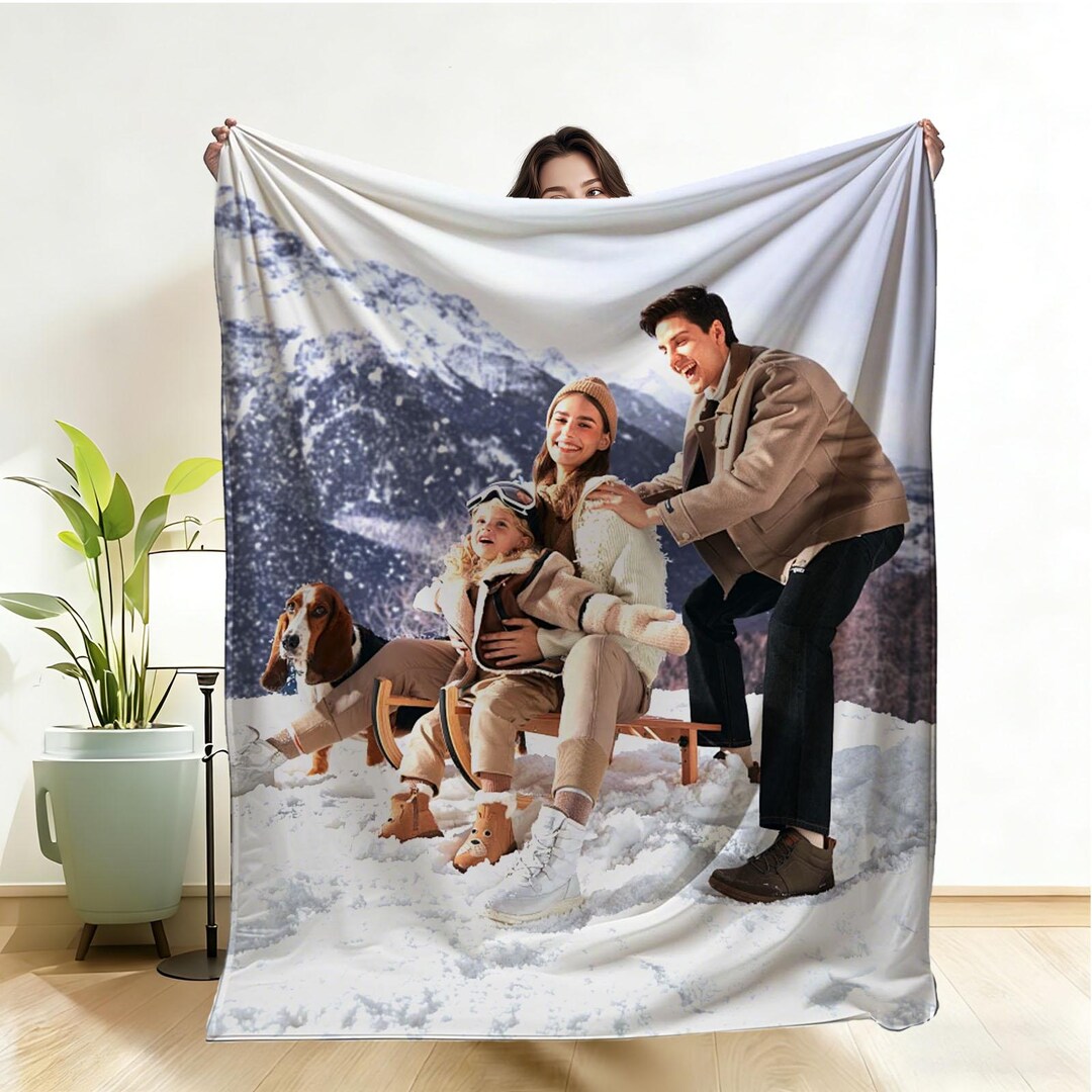 Personalized Family Photo Blanket Gift, Custom Multi Photo Throw ...