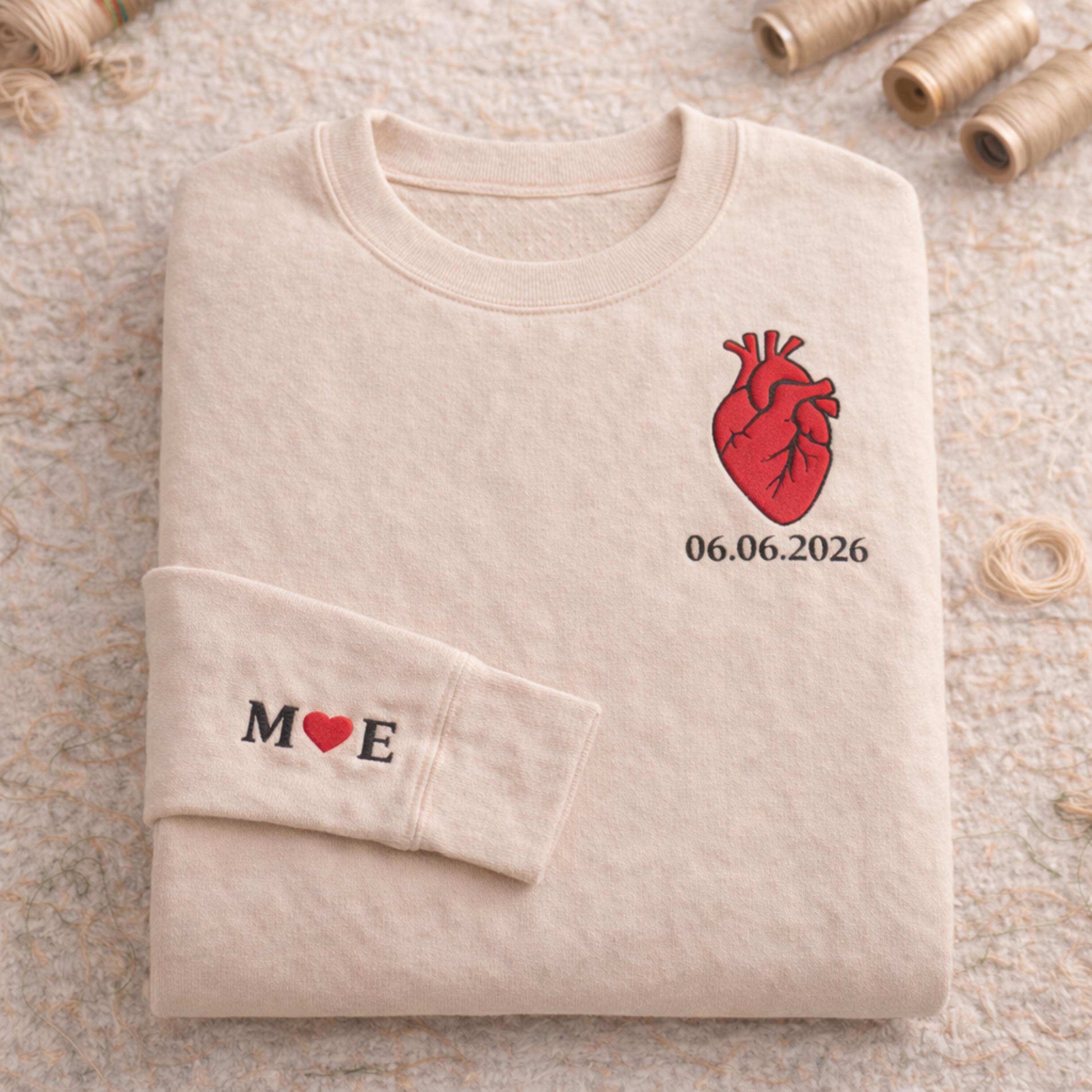 Personalized Anatomical Heart Embroidered Crewneck Sweatshirt - Etsy
