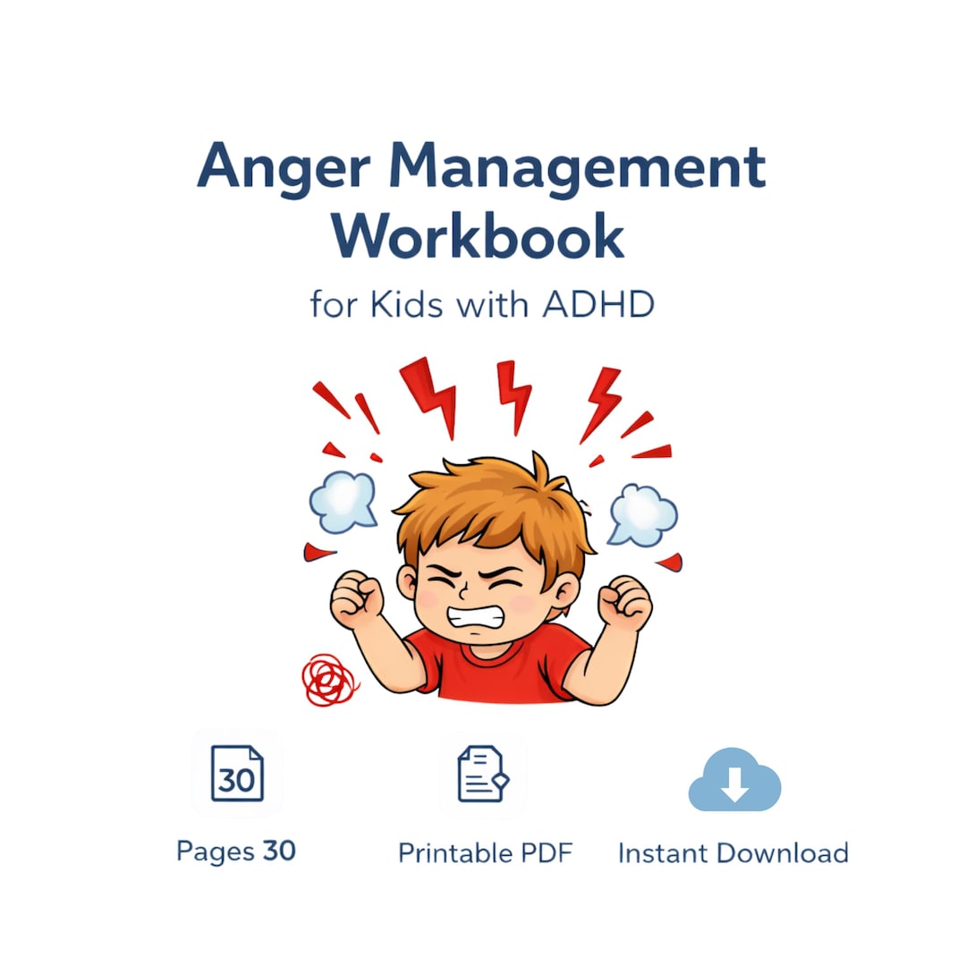ADHD Anger Management Workbook for Kids | Emotional Regulation, Impulse ...