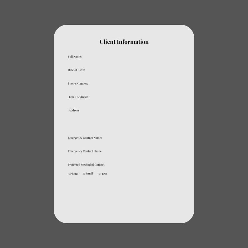 Client Intake Forms for Therapists | Counseling Intake Template ...