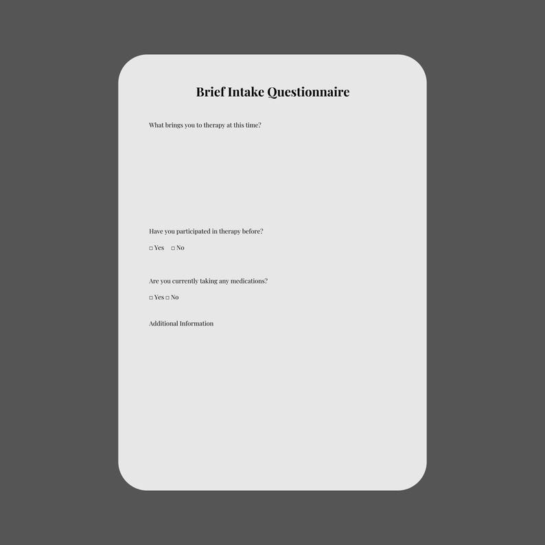 Client Intake Forms for Therapists | Counseling Intake Template ...