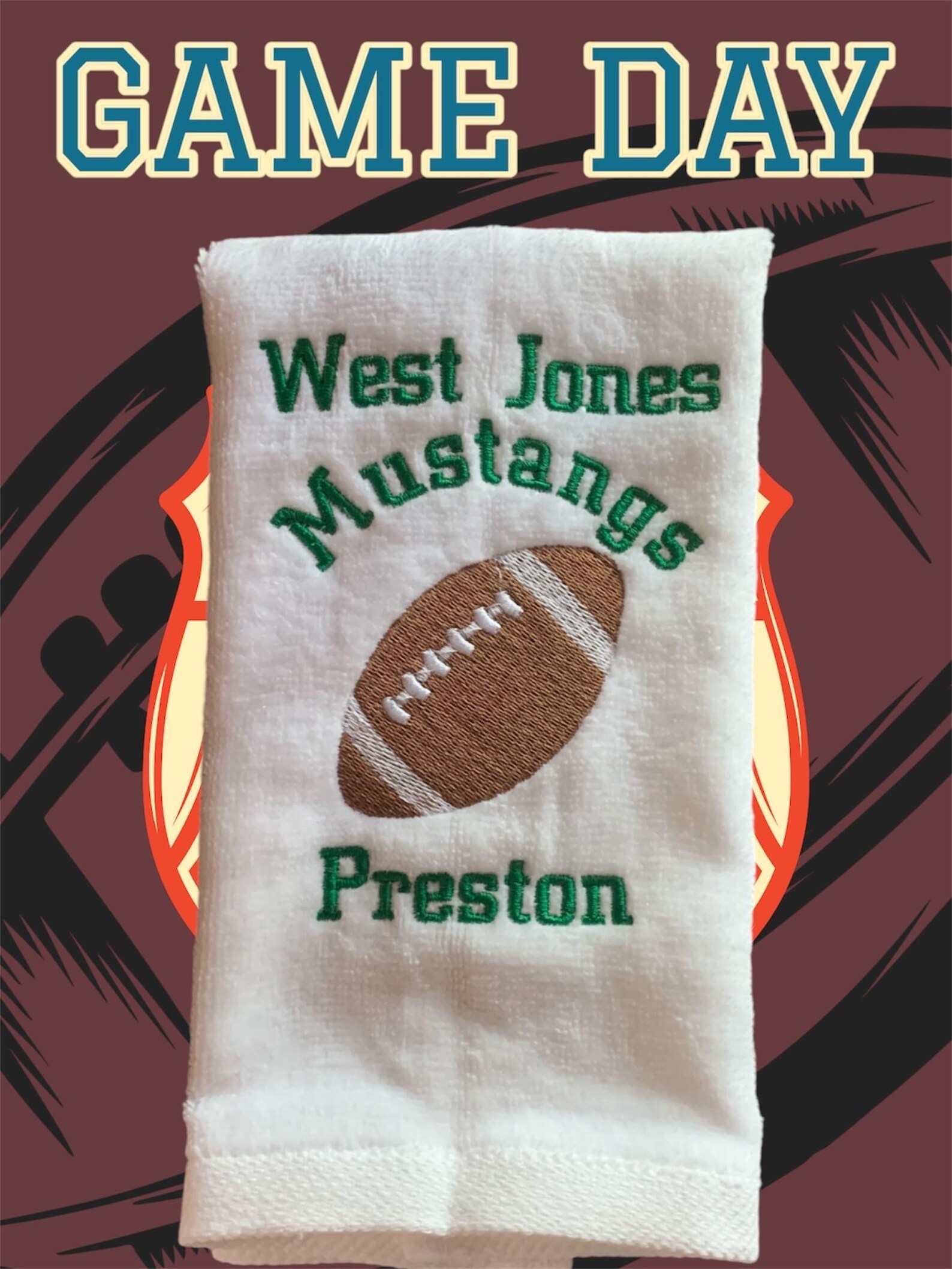 Personalized Football Towel: Embroidered Terry Velour, Sports Gift - Etsy