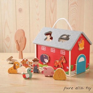 Wooden Farm Toy Set, Toddler Educational Playset - Etsy