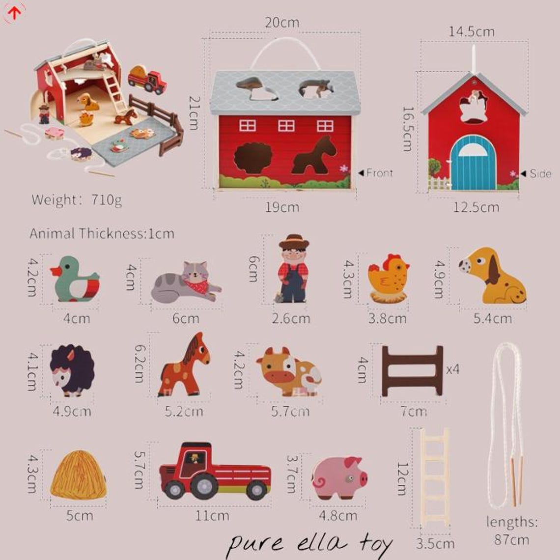 Wooden Farm Toy Set, Toddler Educational Playset - Etsy
