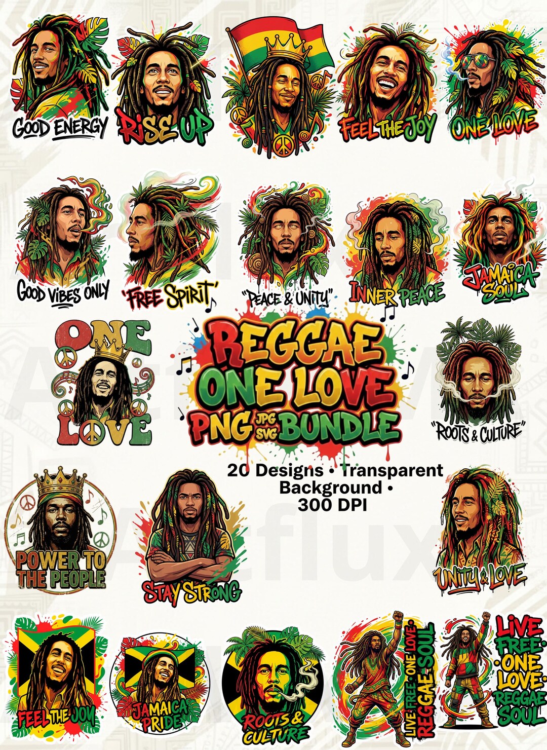 20 Reggae Bundle PNG SVG JPG, Rasta Sublimation Designs, Retro Jamaica ...
