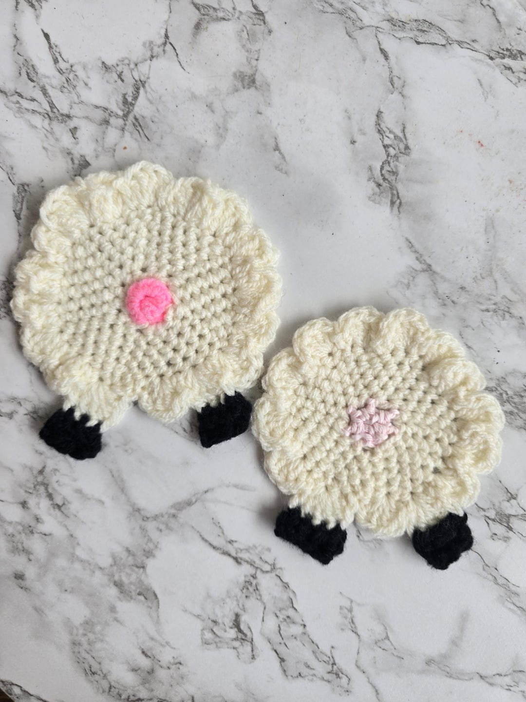 Sheep Butt Crochet Coasters - Set of 2 | Handmade Coasters - Etsy