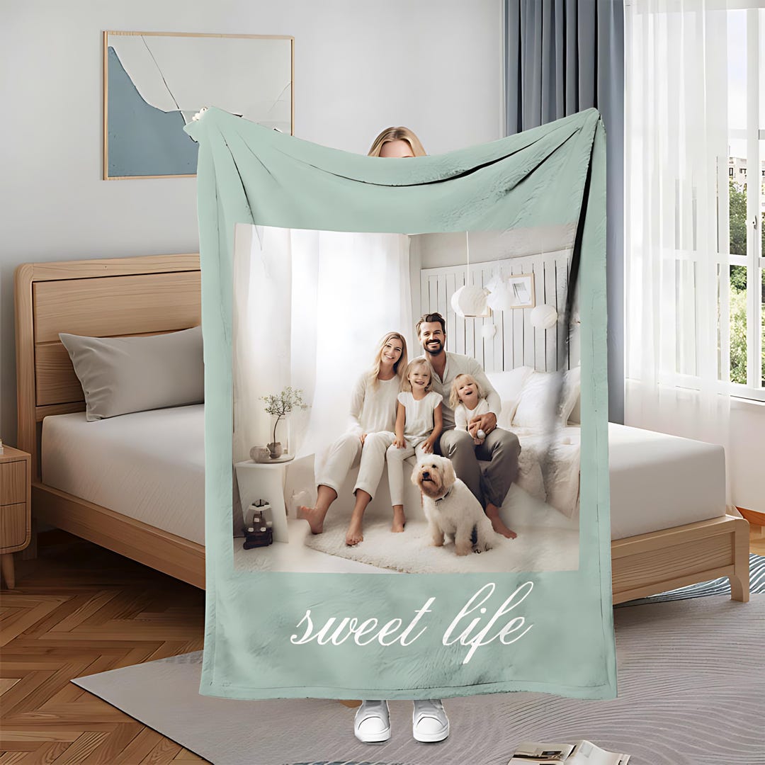 Personalized Family Photo Blanket Collage, Custom Picture Throw With ...