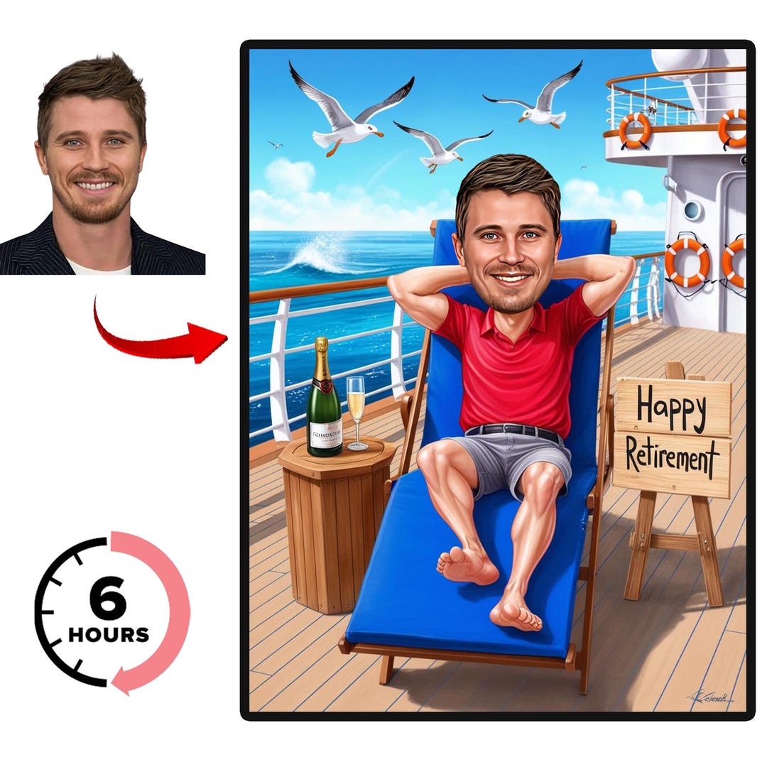 Personalized Retirement Cartoon Portrait - Custom Retirement Caricature ...